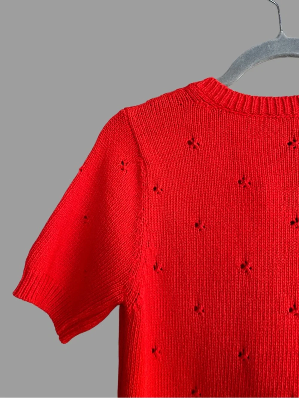 Sezane | Sweaters | Sezane Bright Tomato Red Textured Cotton Knit Short ...